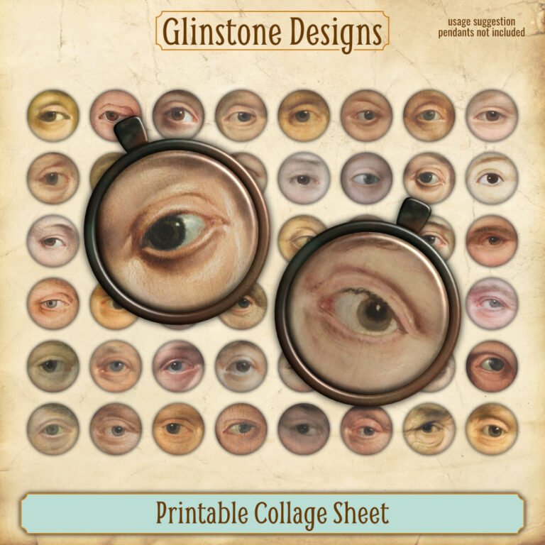 Painted Eyes 1 Inch Circles Printable Collage Sheet – Glinstone Designs
